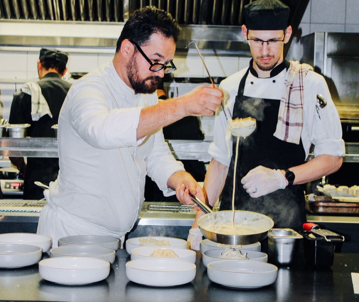 The King of Carbonara in the kitchen at Scala Pasta