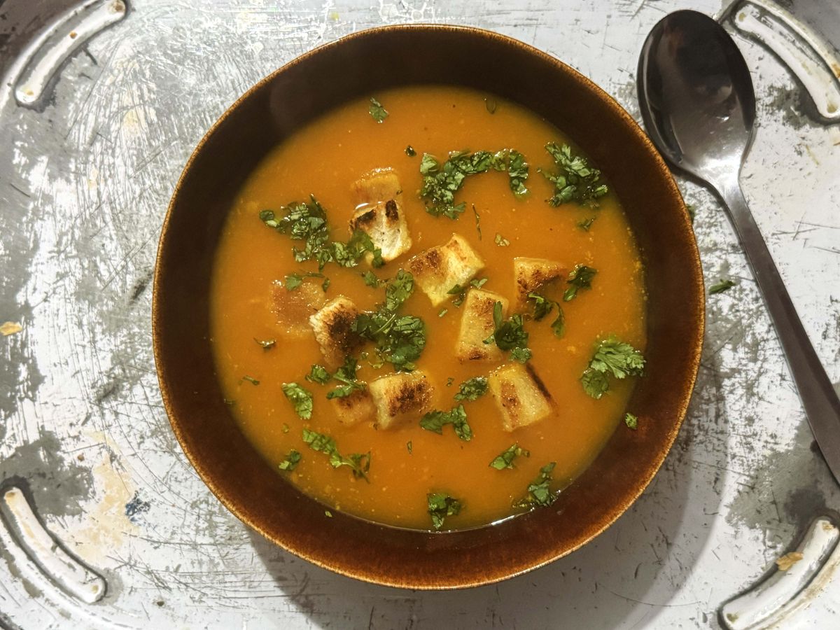 Orange sweet potato and fresh turmeric soup