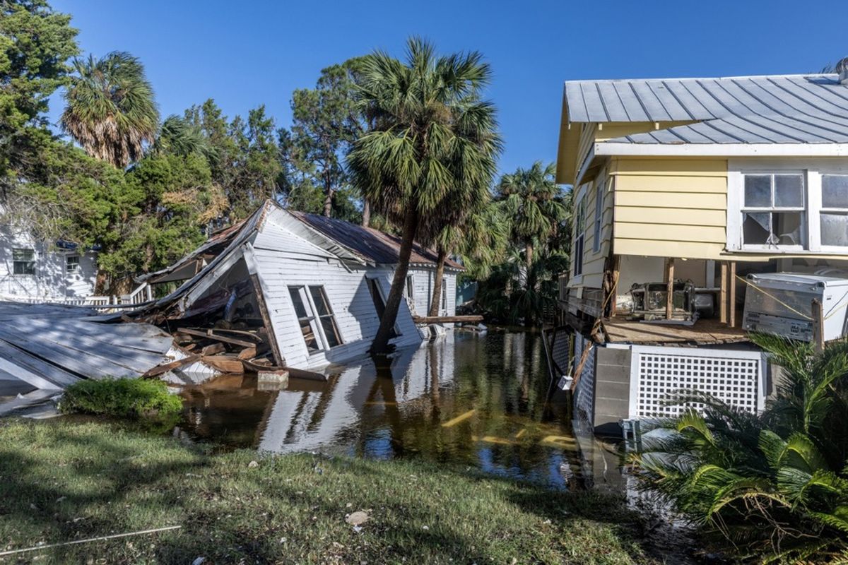 Damage and debris in the wake of Hurricane Helene